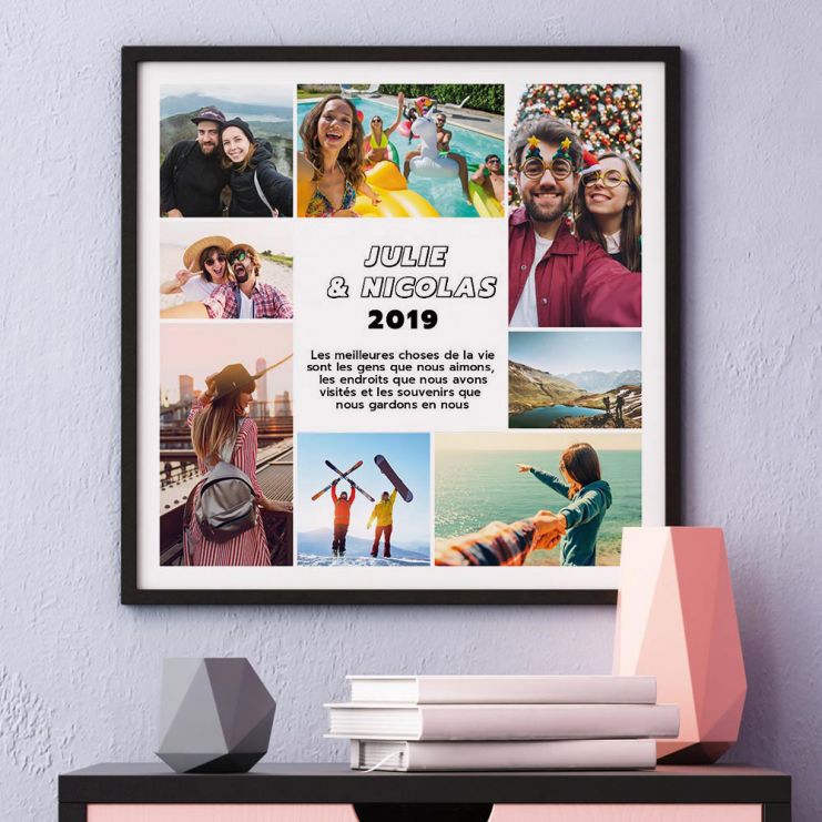 Poster Photo Personnalisable - 8 Images + Texte