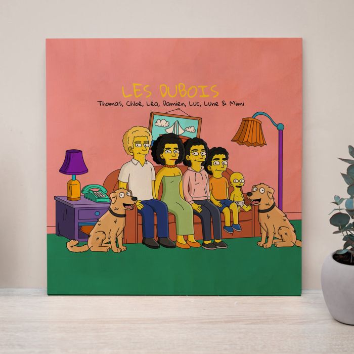 Tableau personnalisé en bois Famille cartoon - Illustration